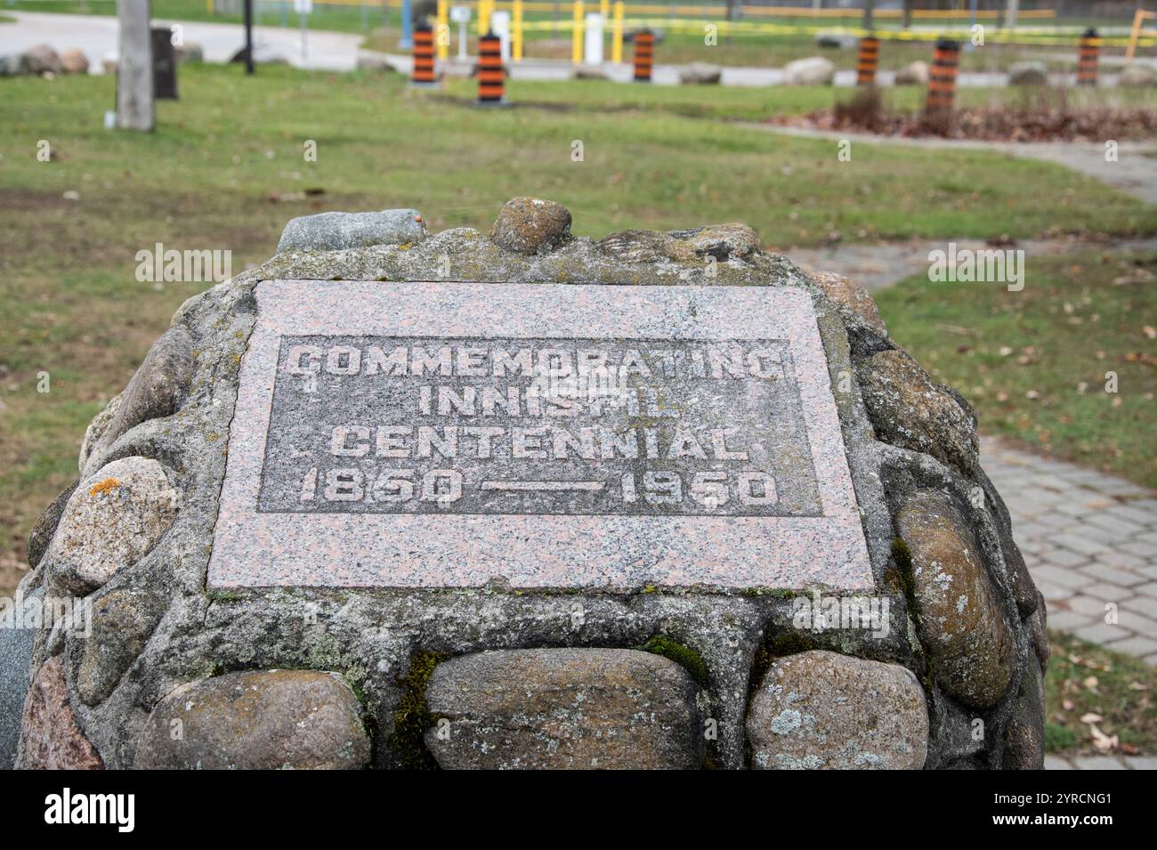 Stone plaque commemorating Innisfil Beach Park centennial in Innisfil ...