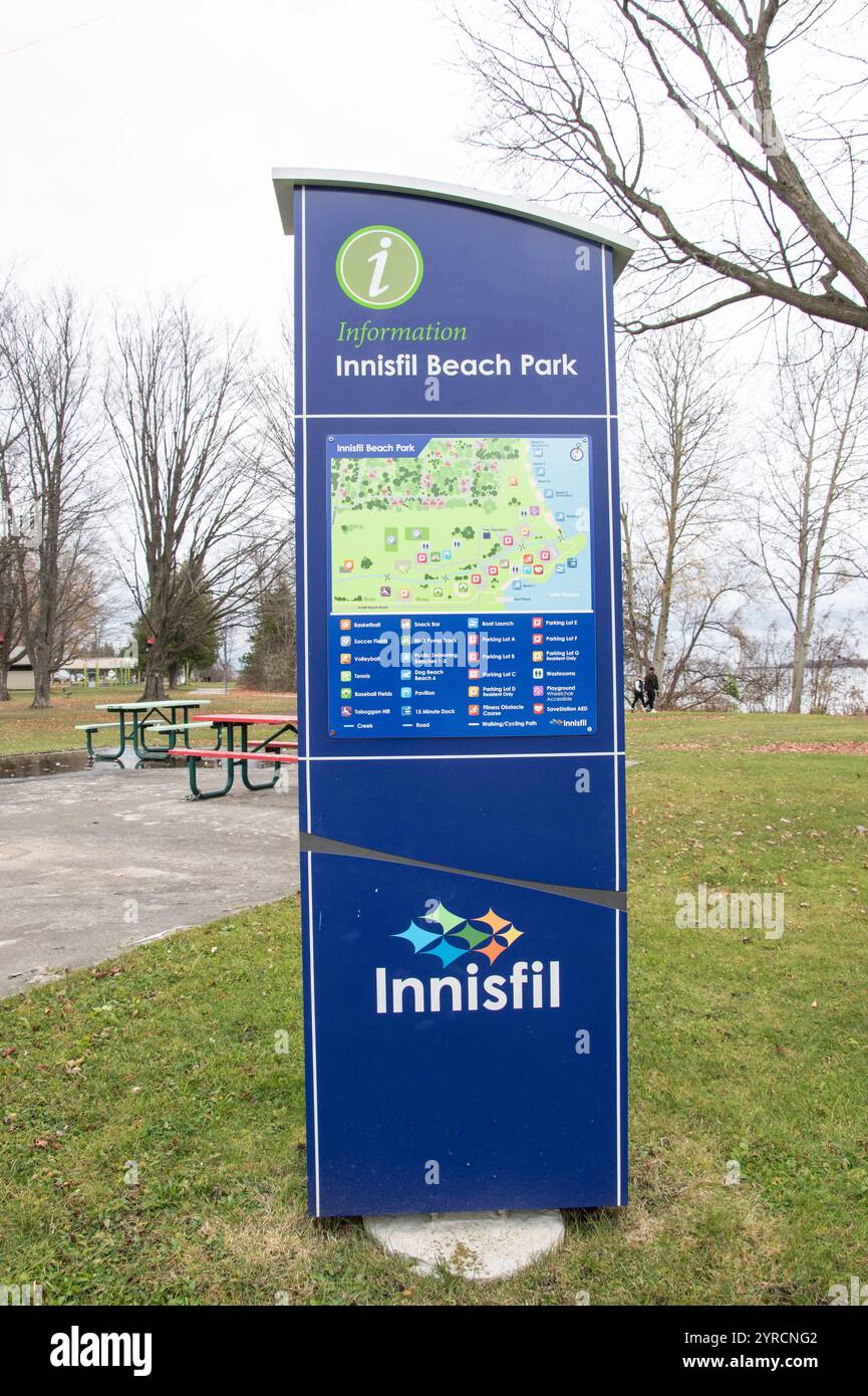 Information map sign at Innisfil Beach Park in Innisfil, Ontario ...