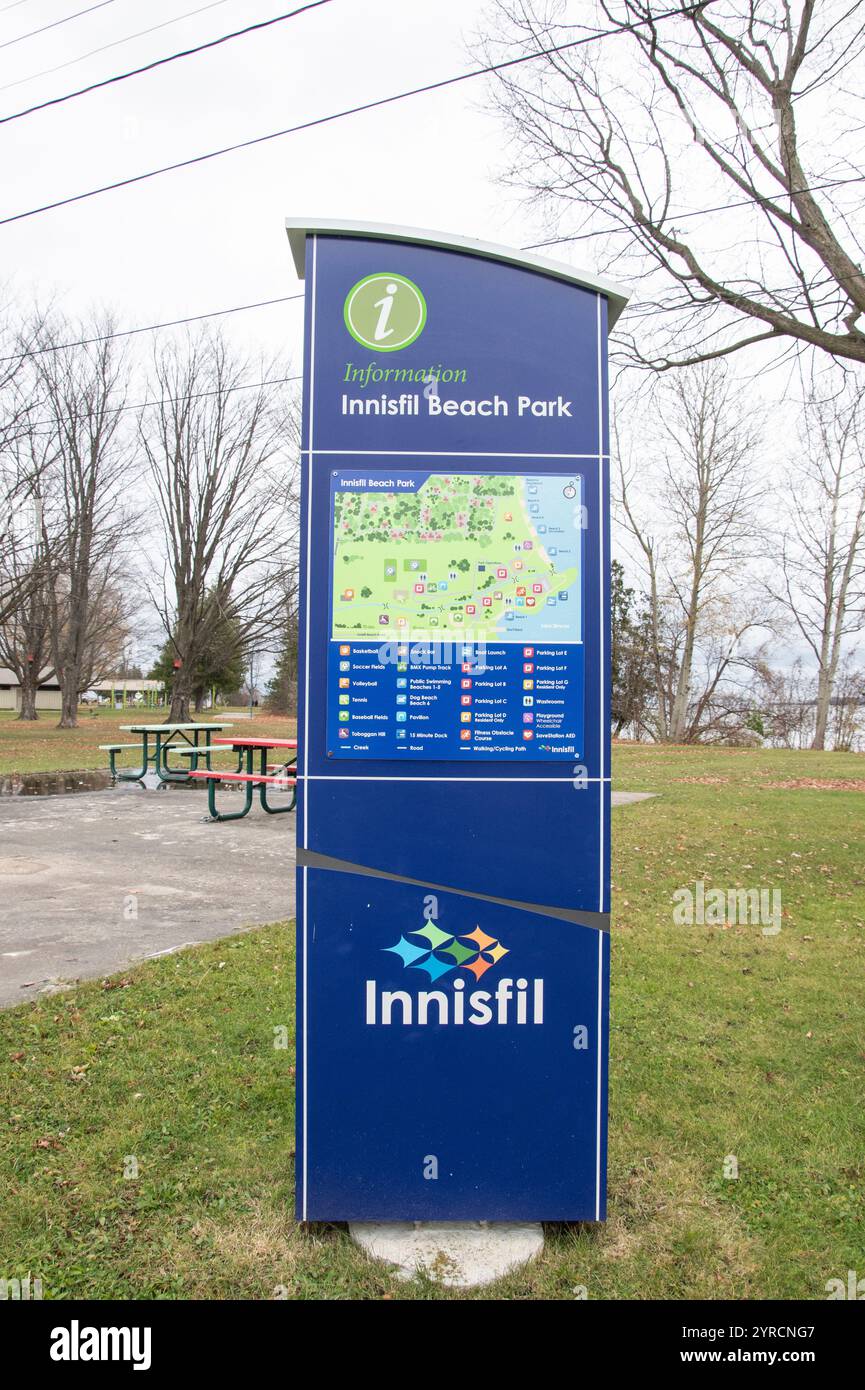 Information map sign at Innisfil Beach Park in Innisfil, Ontario ...