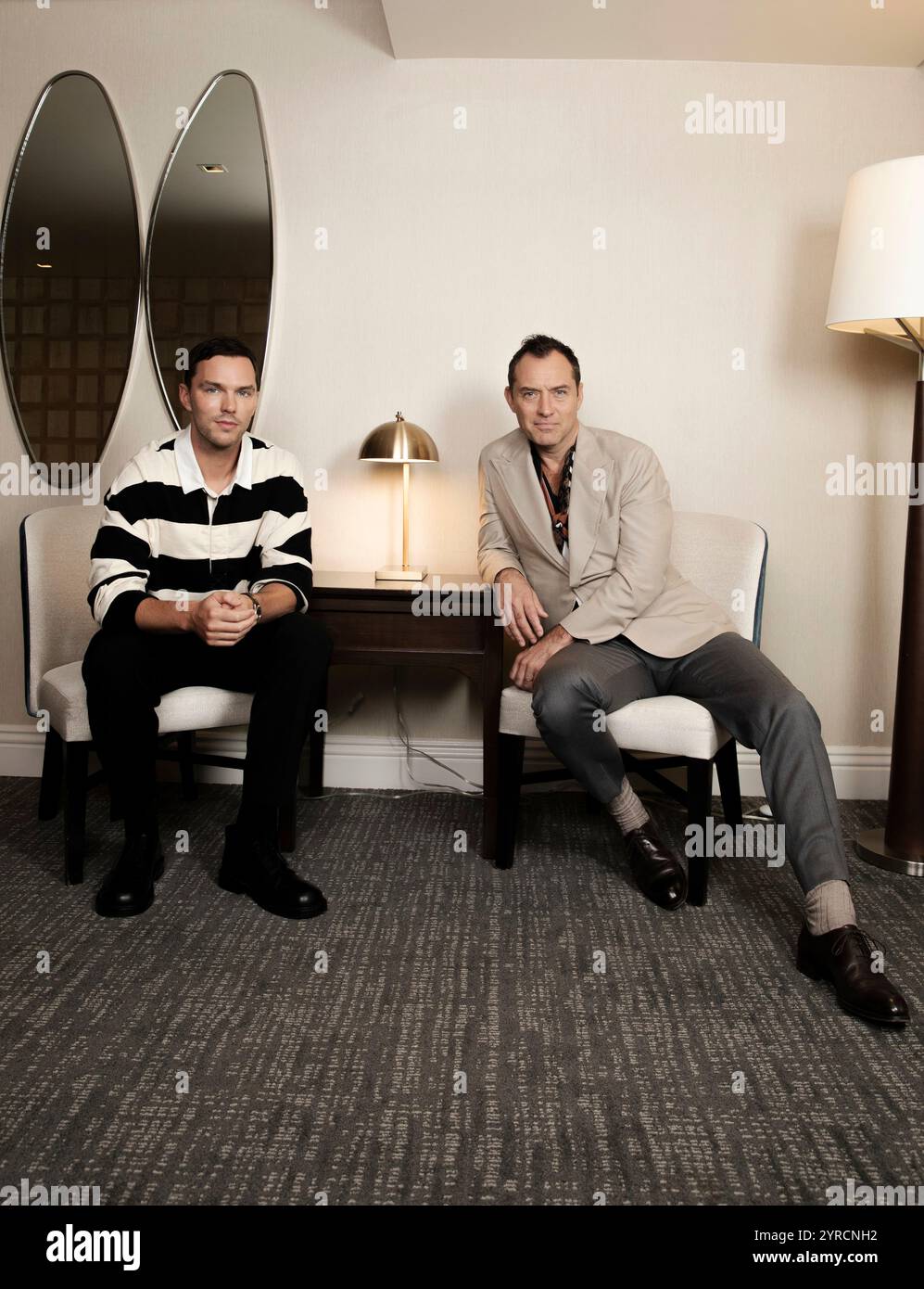 Nicholas Hoult, left, and Jude Law pose for a portrait to promote the ...