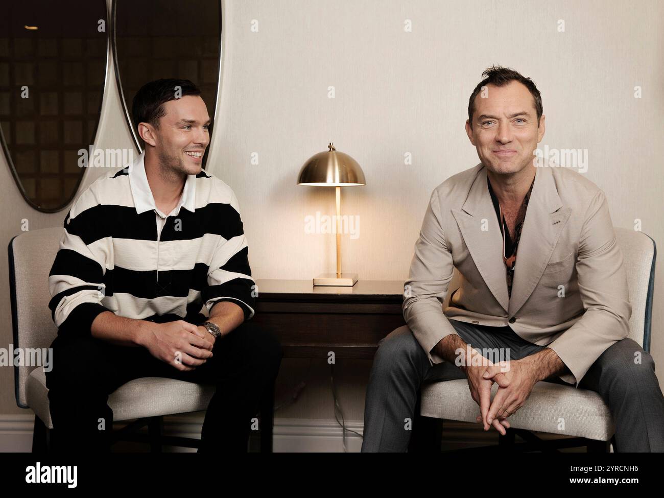 Nicholas Hoult, left, and Jude Law pose for a portrait to promote the ...