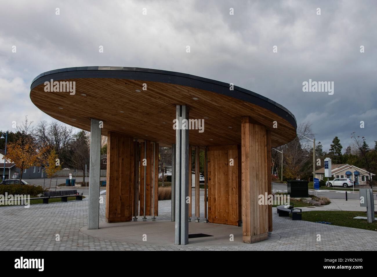 Stage at Town Square park on Innisfil Beach Road in Innisfil, Ontario ...