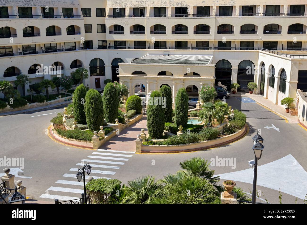 Valletta, Malta - 3 August 2024: Front exterior view of the Grand Hotel ...