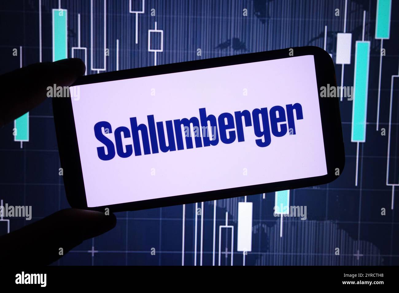 In this photo illustration, the Schlumberger company logo is seen ...