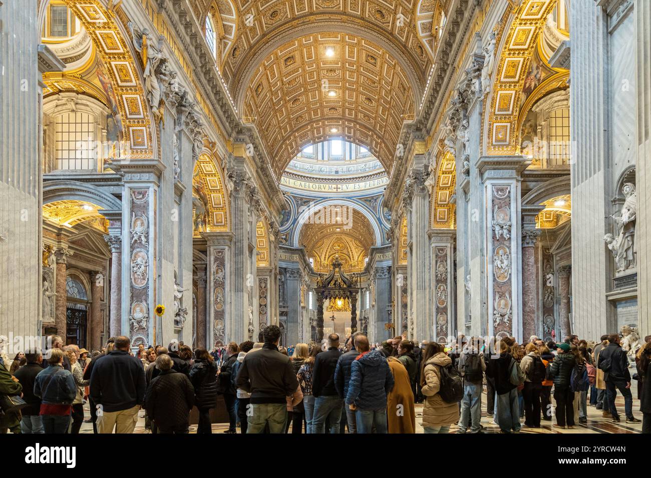 Vatican City - Nov 14th, 2024: A crowd of tourists inside St. Peter's ...