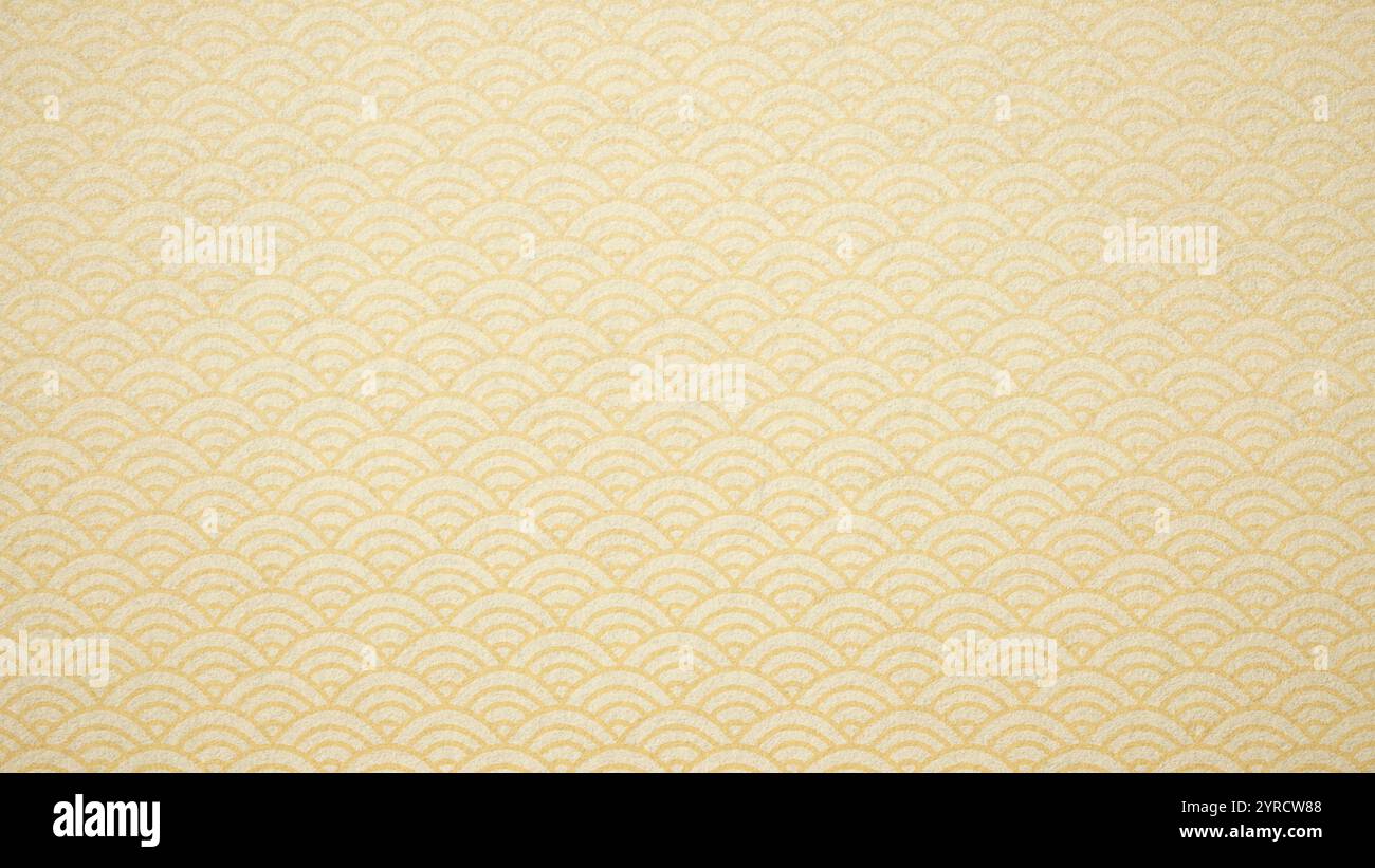 Traditional Japanese or Chinese beige wave pattern on a textured paper ...