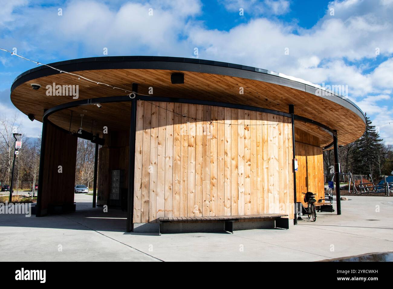 Amenities building at Town Square park on Innisfil Beach Road in ...