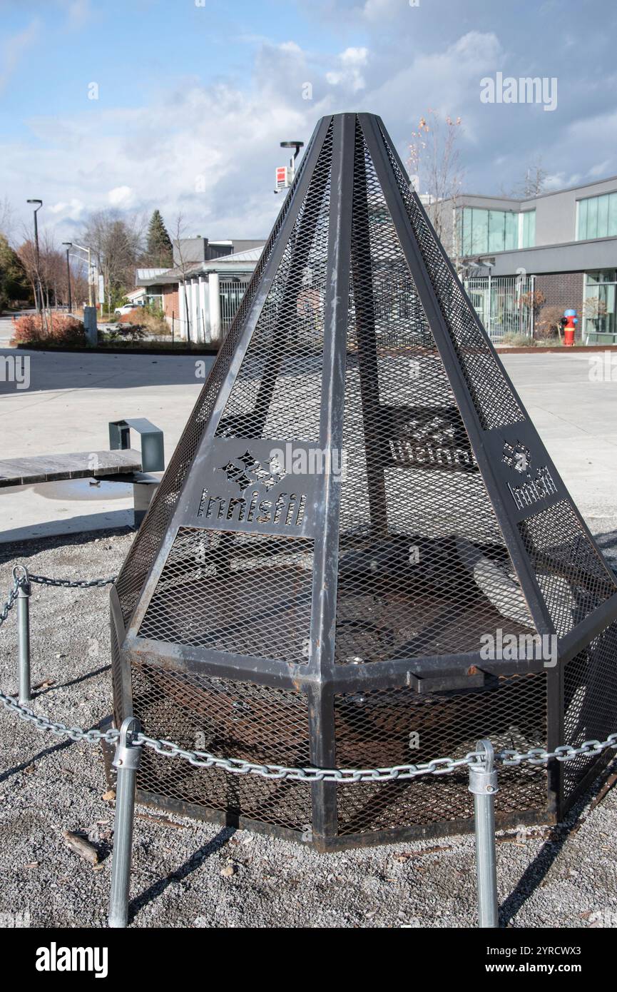 Steel fire pit at Town Square park on Innisfil Beach Road in Innisfil ...