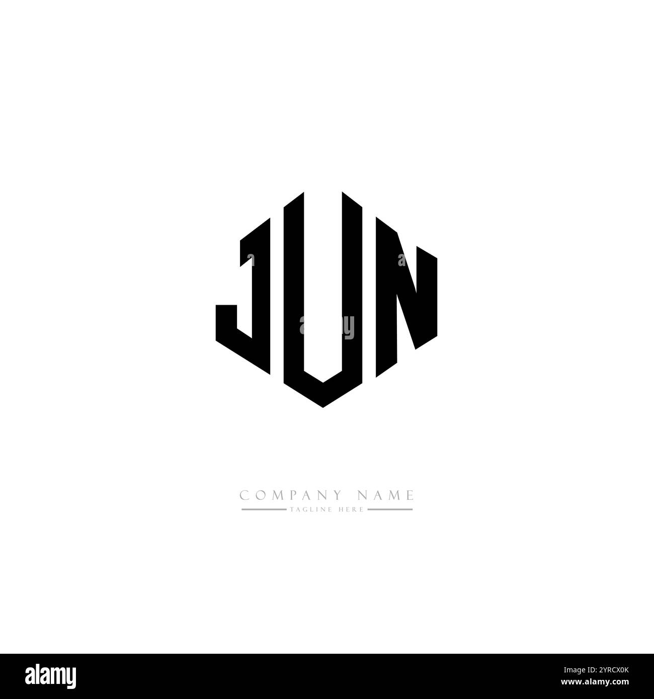 JUN letter logo design with polygon shape. JUN polygon and cube shape ...