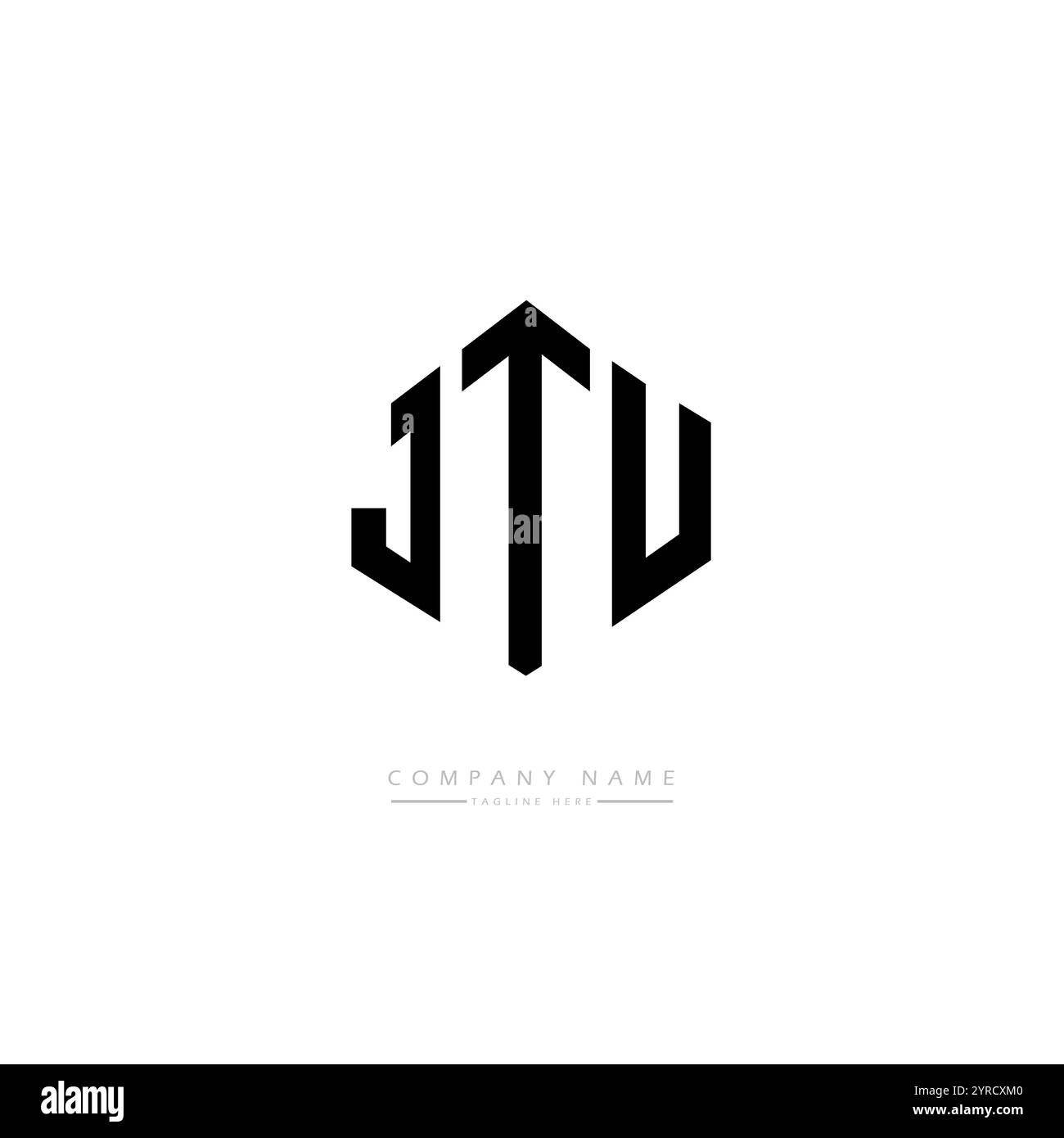 JTU letter logo design with polygon shape. JTU polygon and cube shape ...