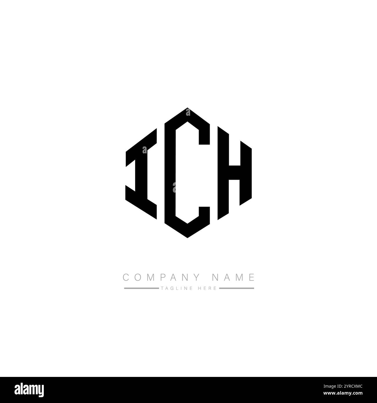 ICH letter logo design with polygon shape. ICH polygon and cube shape ...