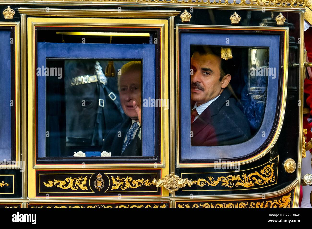 London, UK. 3rd December, 2024. A carriage procession for the Qatari ...