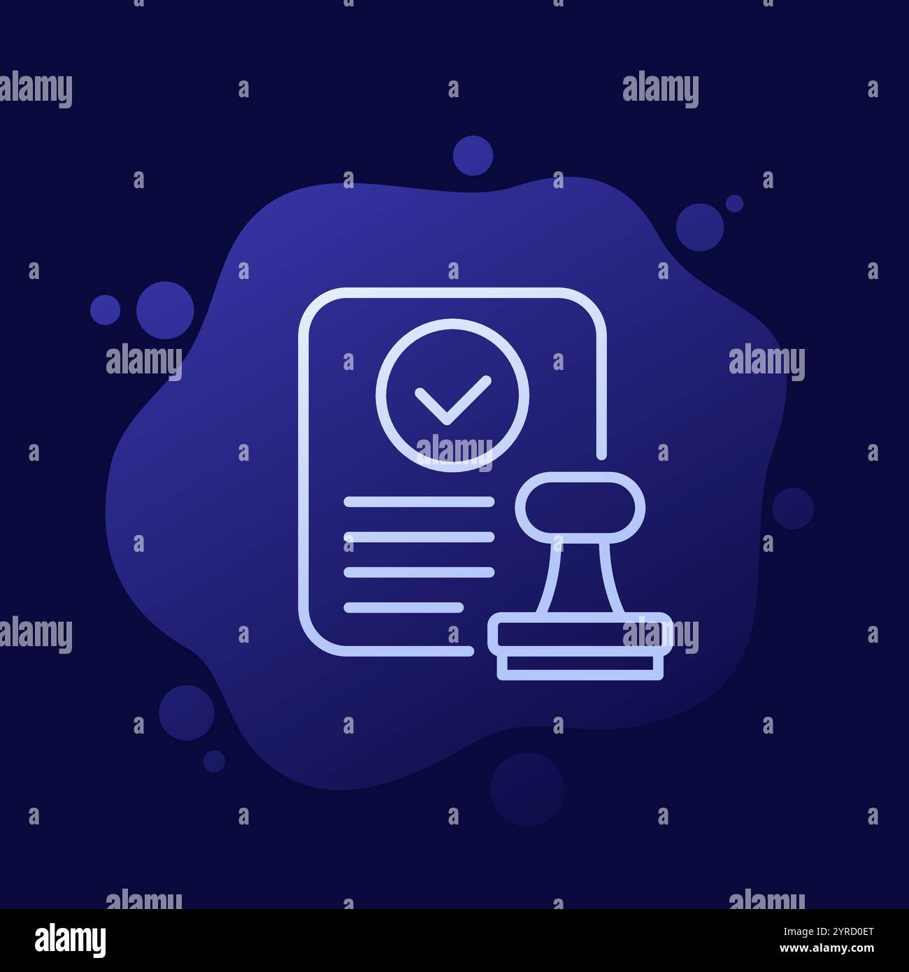 approved document icon with a stamp, line vector Stock Vector Image ...