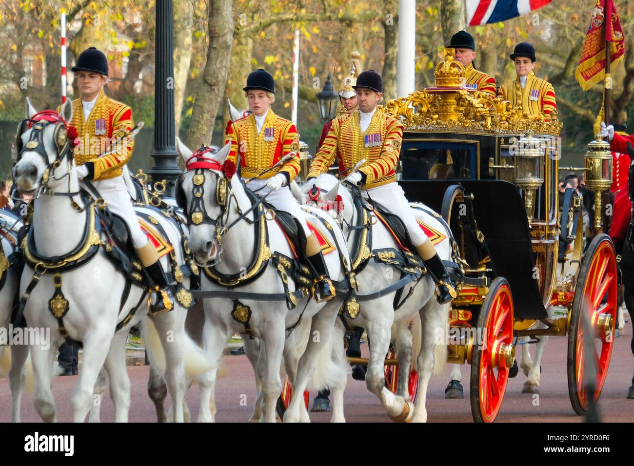 London, UK. 3rd December, 2024. A carriage procession for the Qatari ...