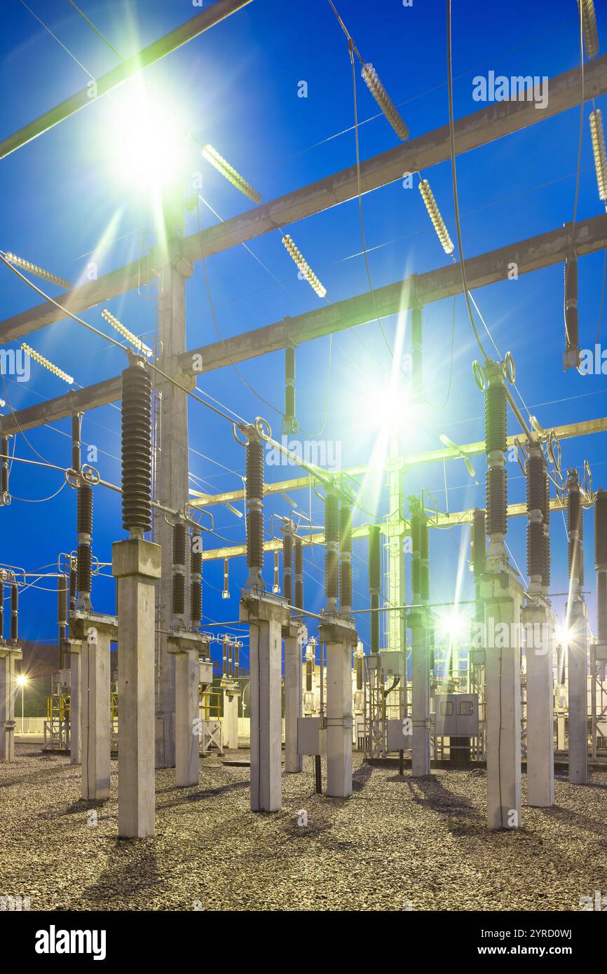 Electric substation at dusk Stock Photo - Alamy