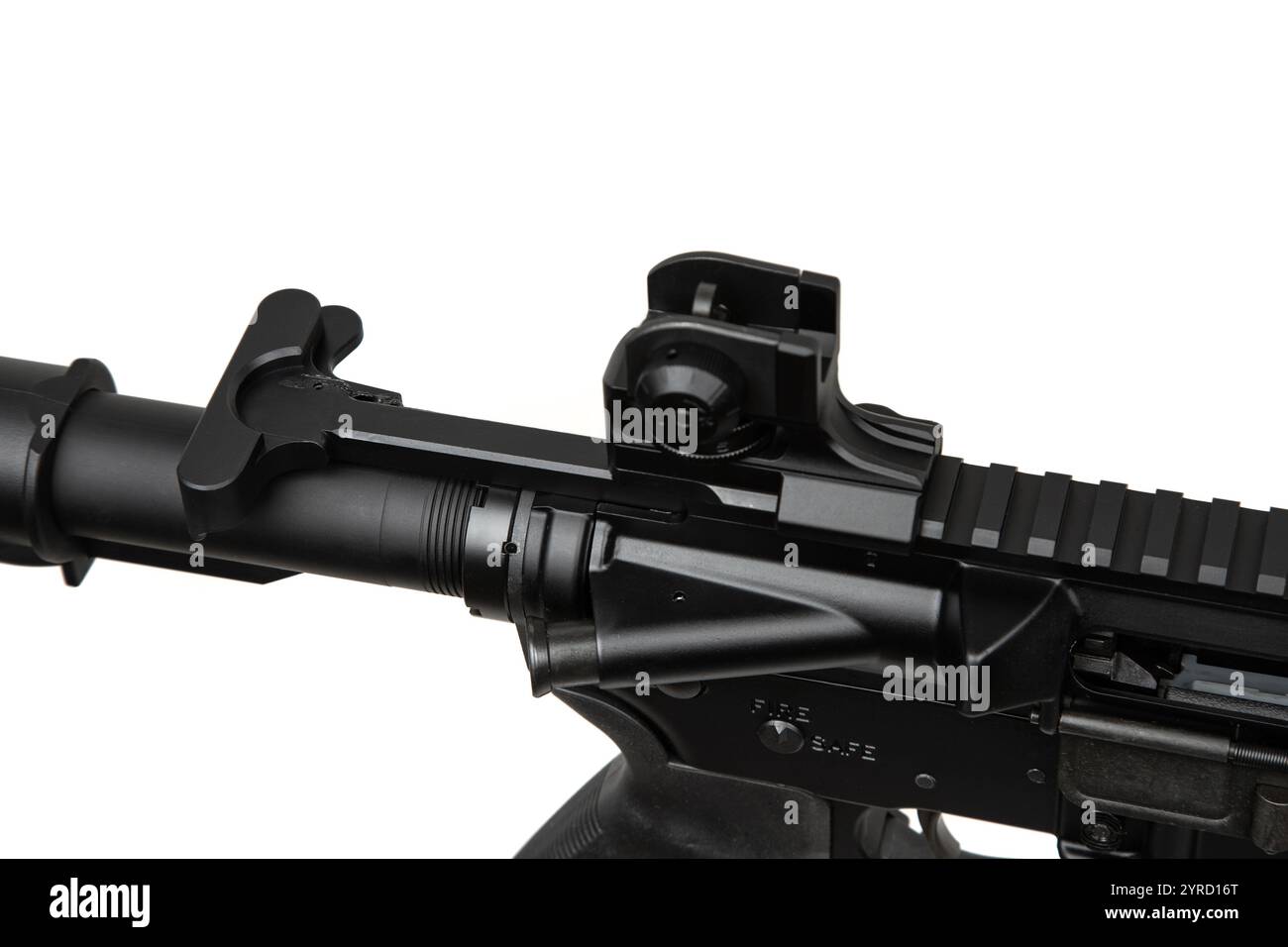 Modern AR-style rifle with a lightweight modular design, black matte ...