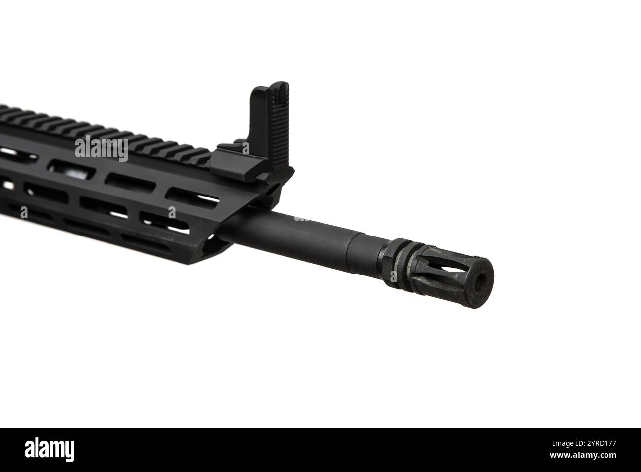 Modern AR-style rifle with a lightweight modular design, black matte ...
