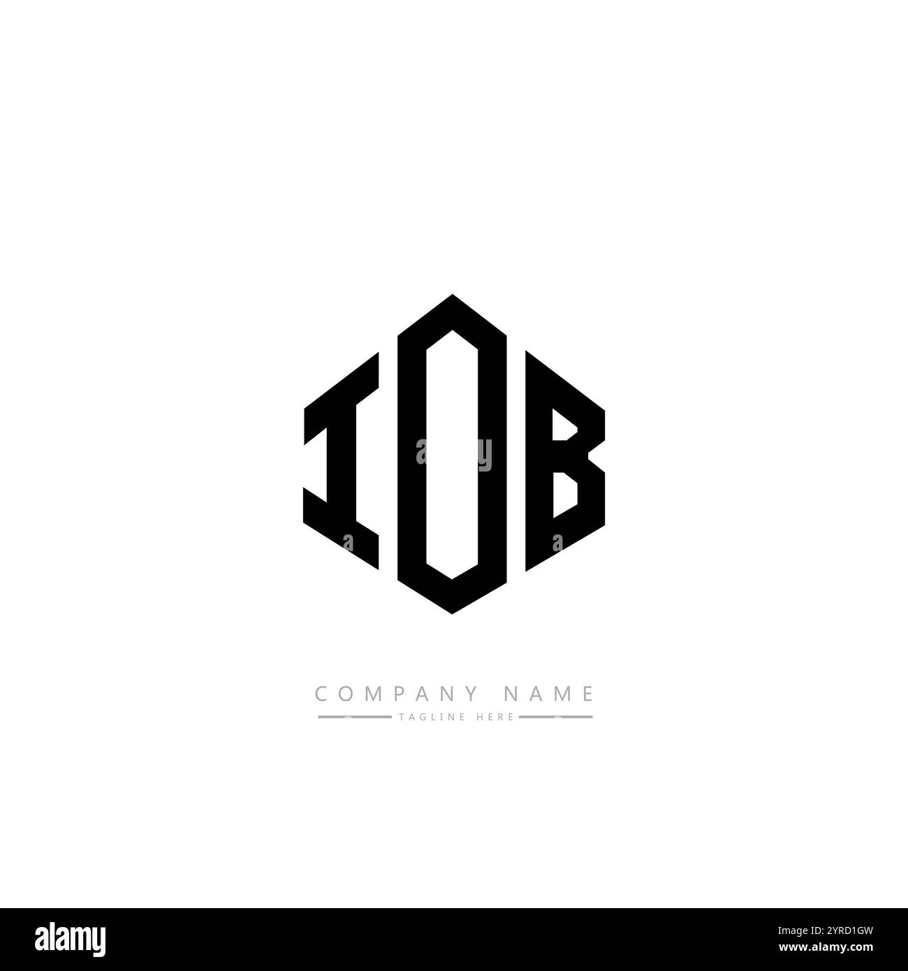 IOB letter logo design with polygon shape. IOB polygon and cube shape ...