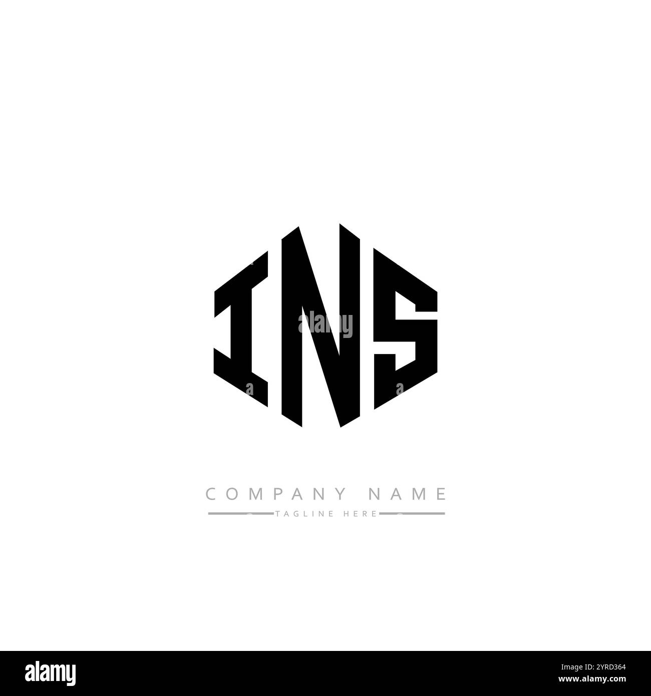INS letter logo design with polygon shape. INS polygon and cube shape ...