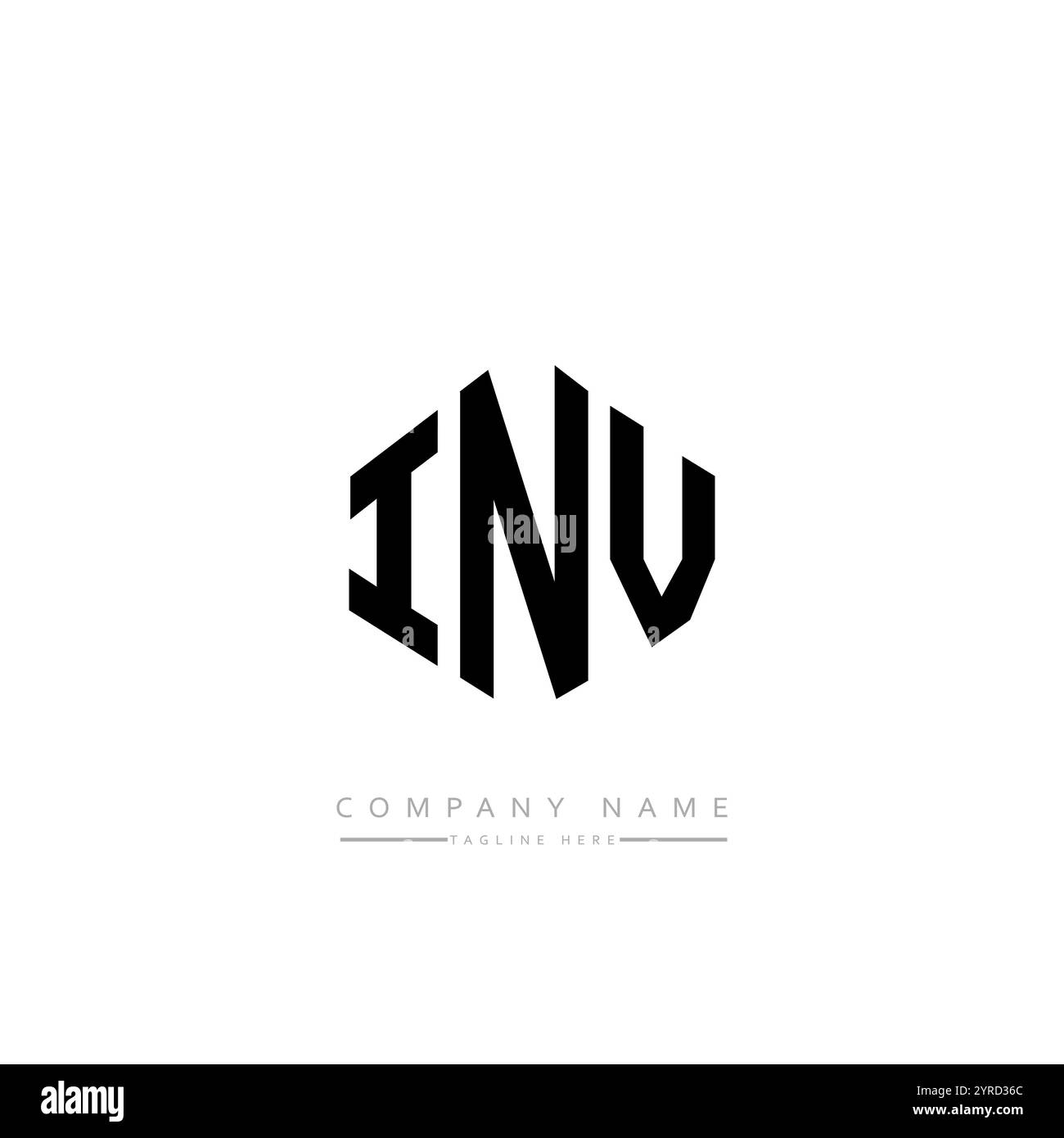 INV letter logo design with polygon shape. INV polygon and cube shape ...