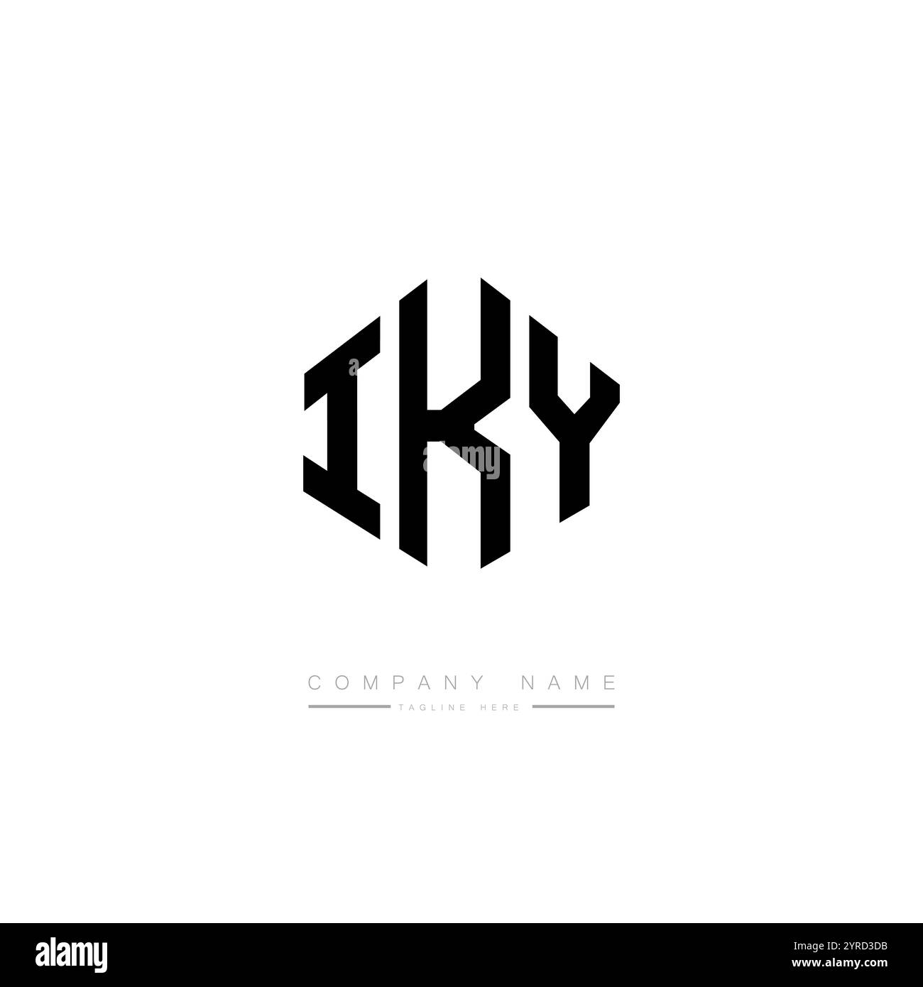 IKY letter logo design with polygon shape. IKY polygon and cube shape logo design. IKY hexagon ...