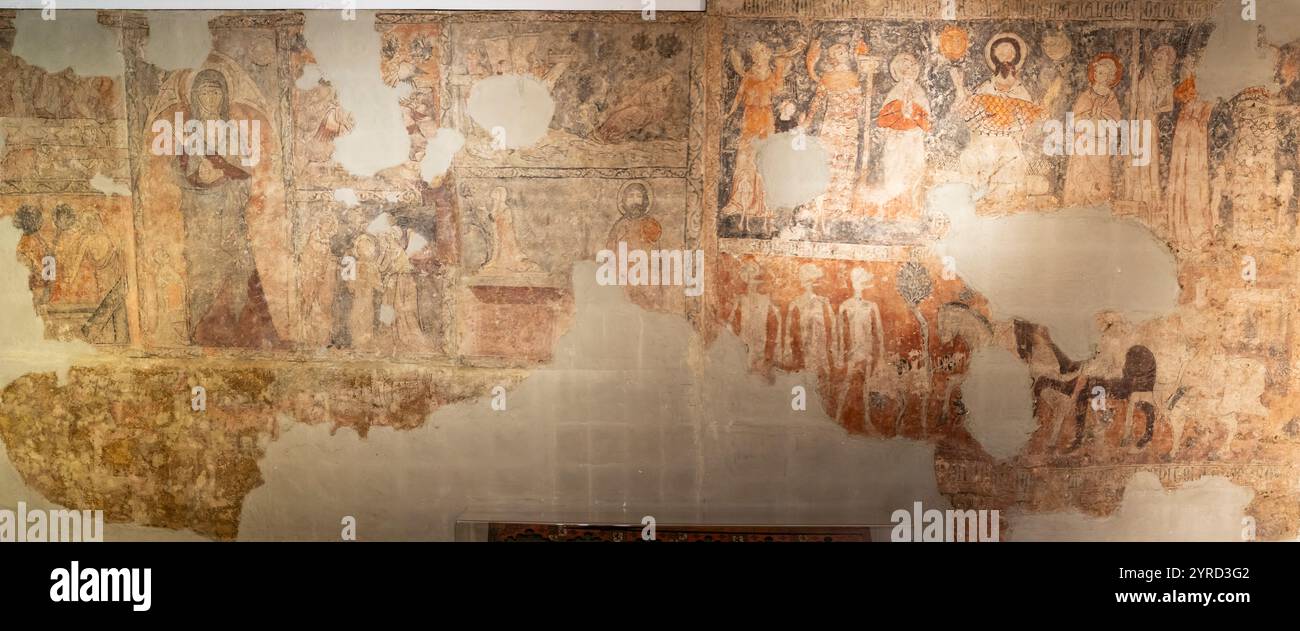Large mural painting from the 14th century, legend of Saint Mary ...