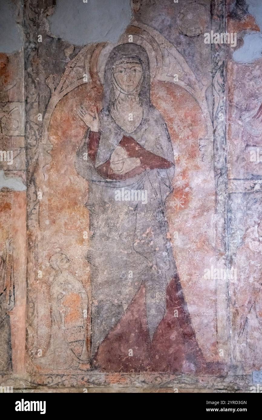 Large mural painting from the 14th century, legend of Saint Mary ...