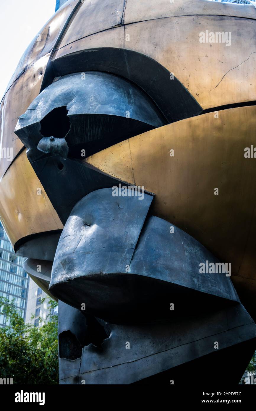 The Sphere, 25-foot (7.6 m) high, cast bronze sculpture by German ...