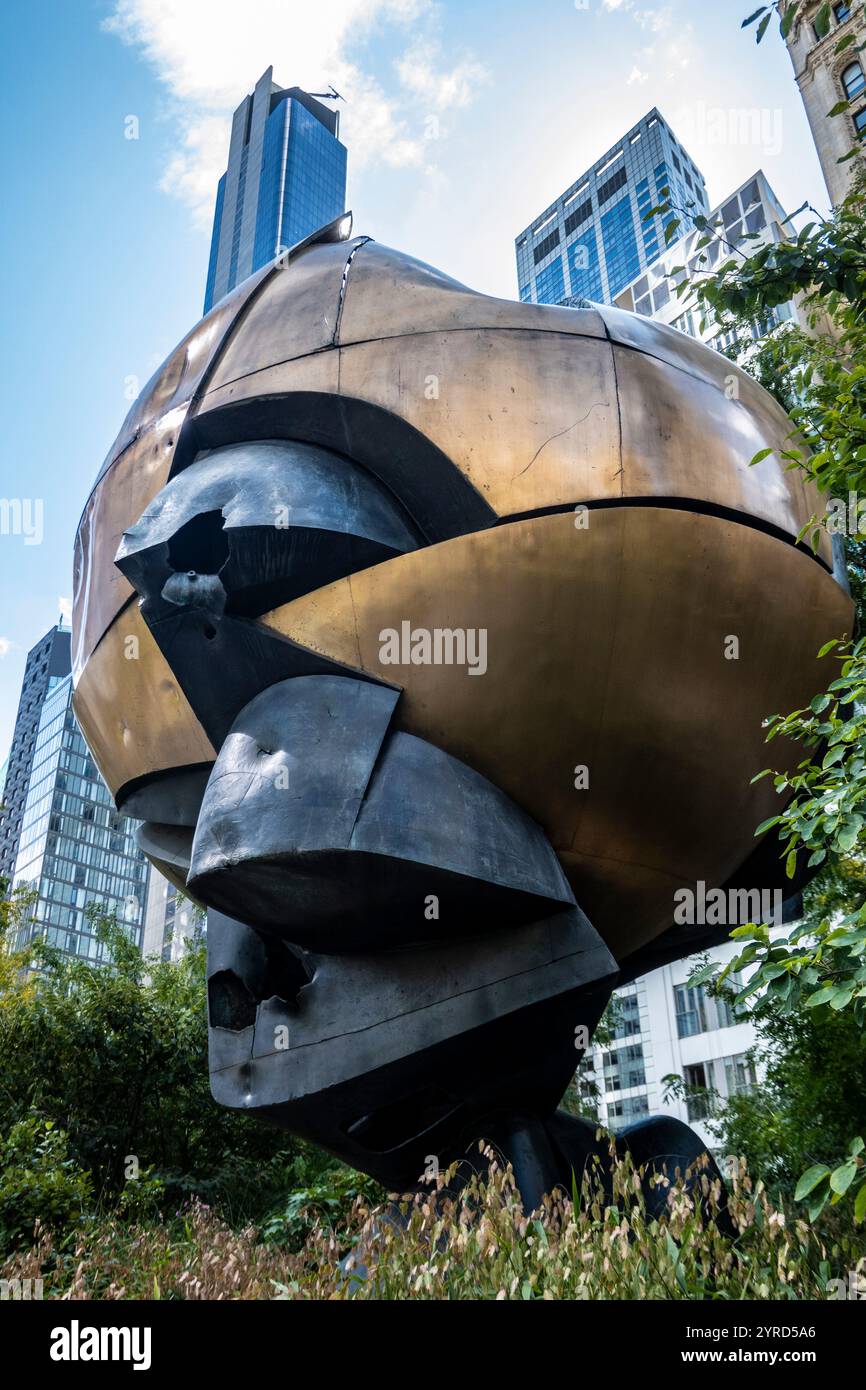 The Sphere, 25-foot (7.6 m) high, cast bronze sculpture by German ...