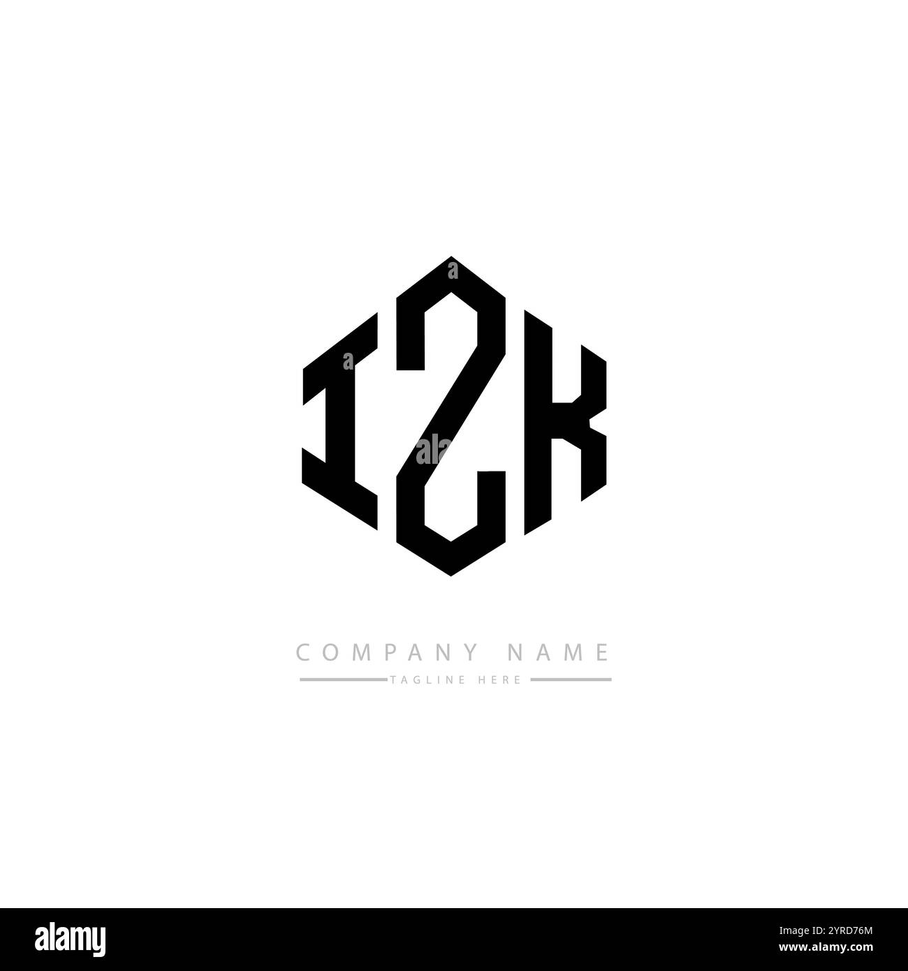 IZK letter logo design with polygon shape. IZK polygon and cube shape logo design. IZK hexagon ...