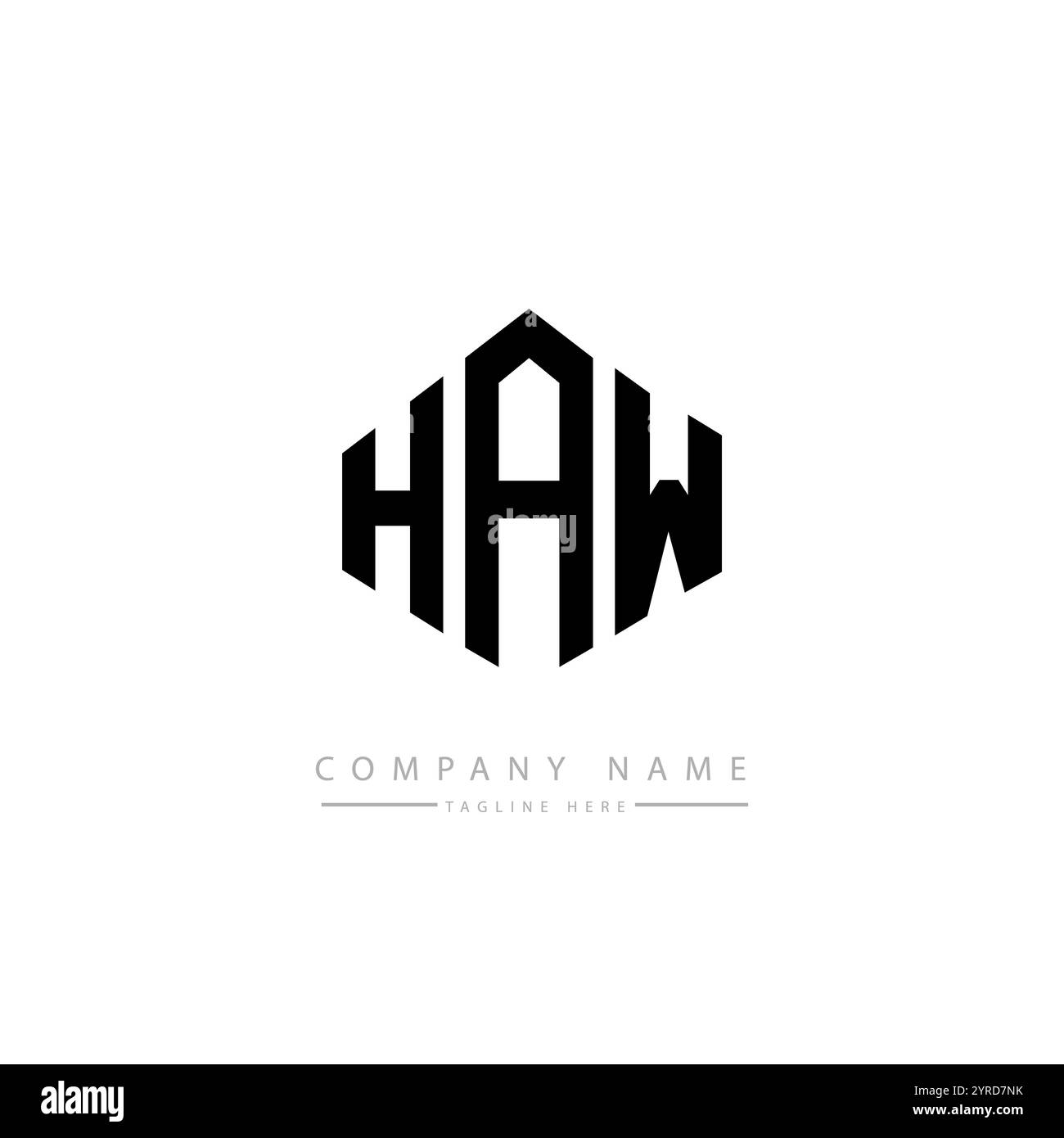 HAW letter logo design with polygon shape. HAW polygon and cube shape ...