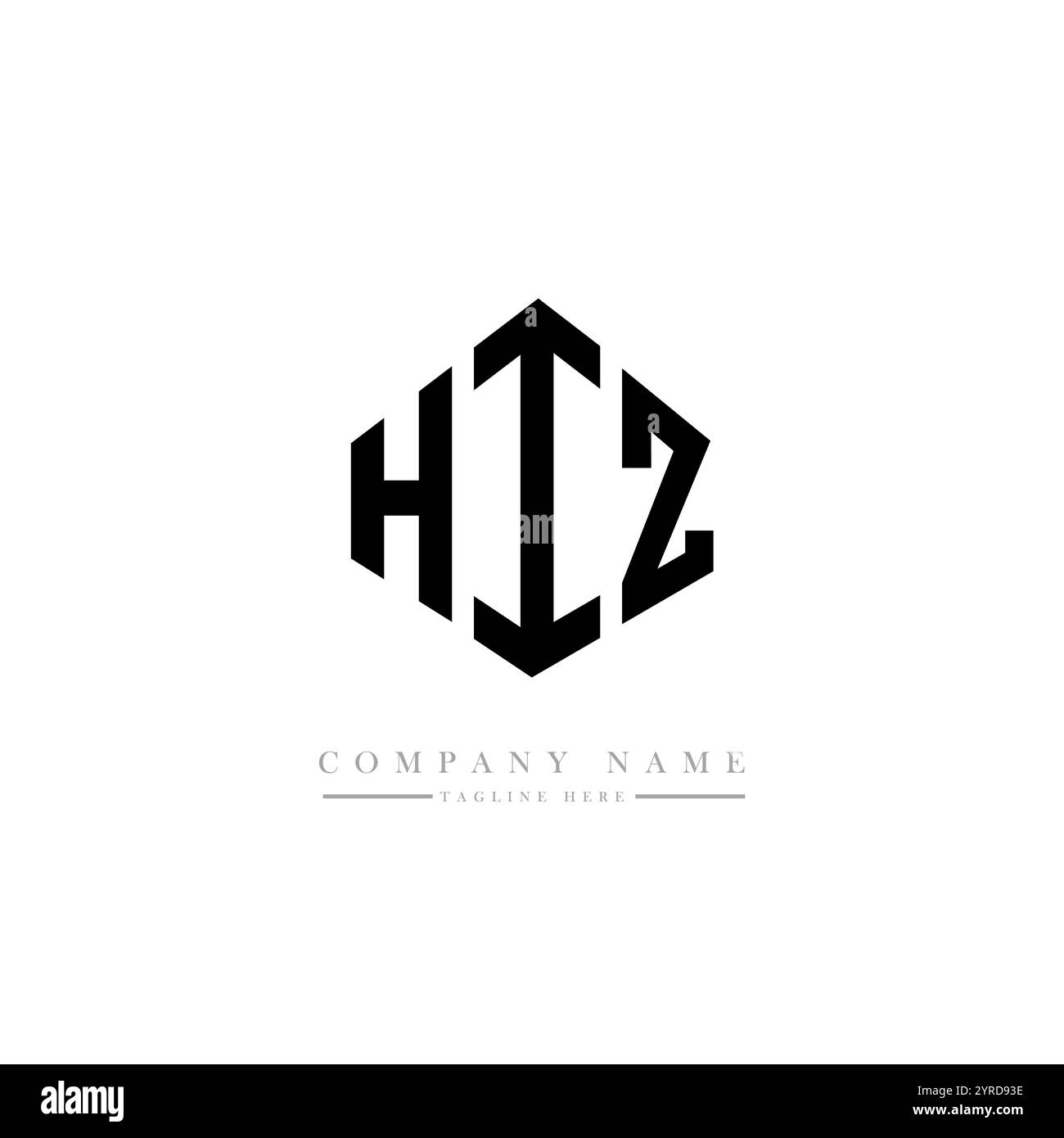 HIZ letter logo design with polygon shape. HIZ polygon and cube shape ...