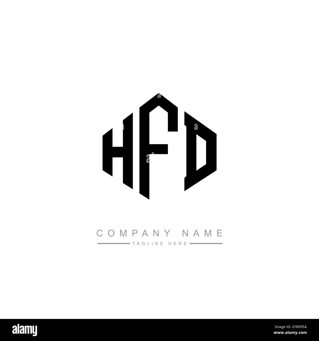 HFD letter logo design with polygon shape. HFD polygon and cube shape ...