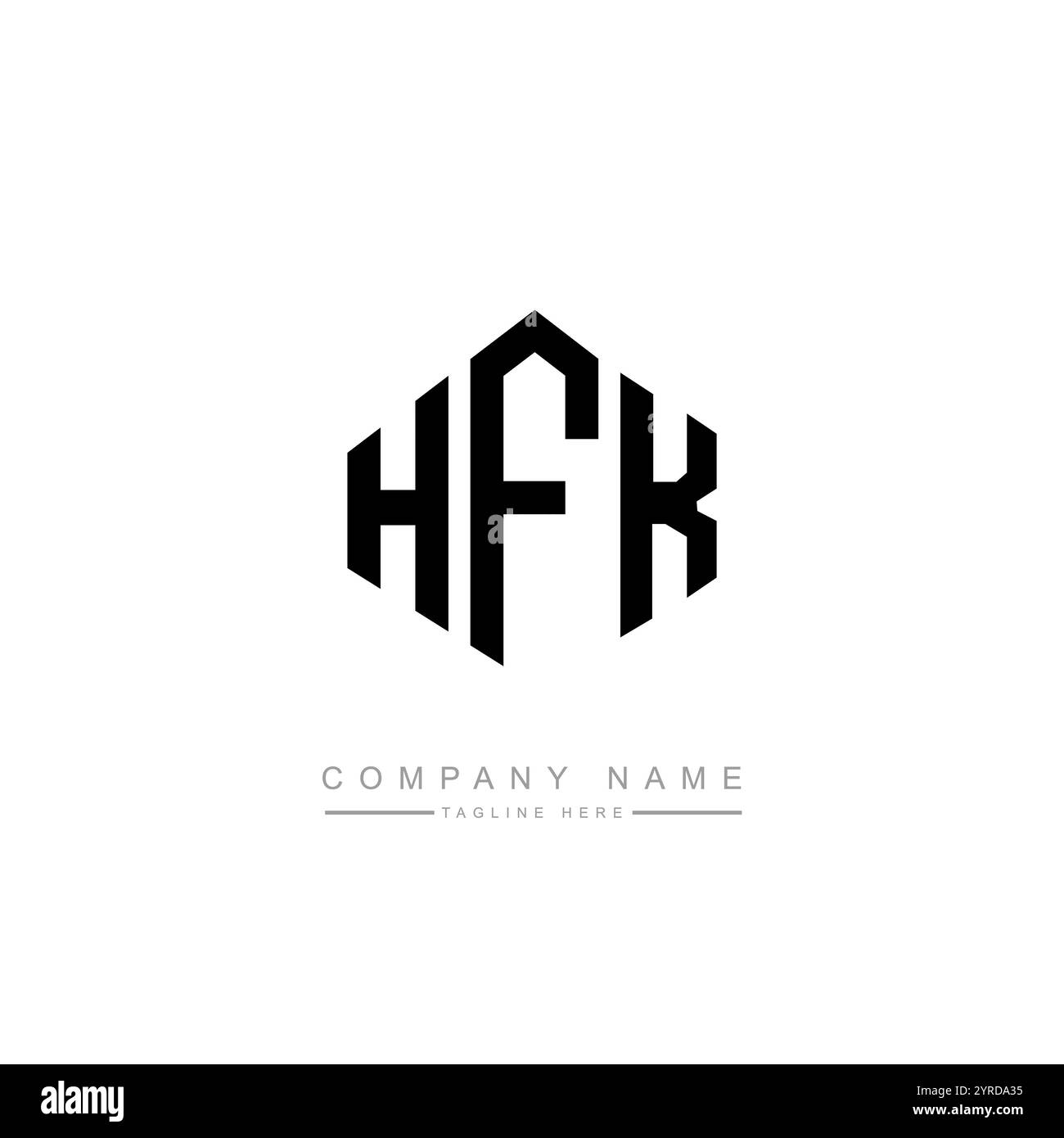 HFK letter logo design with polygon shape. HFK polygon and cube shape ...