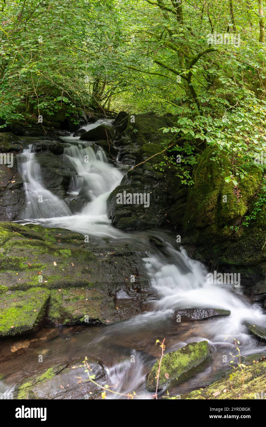 Long exposure of a waterfall on the Hoar Oak Water river at Watersmeet ...