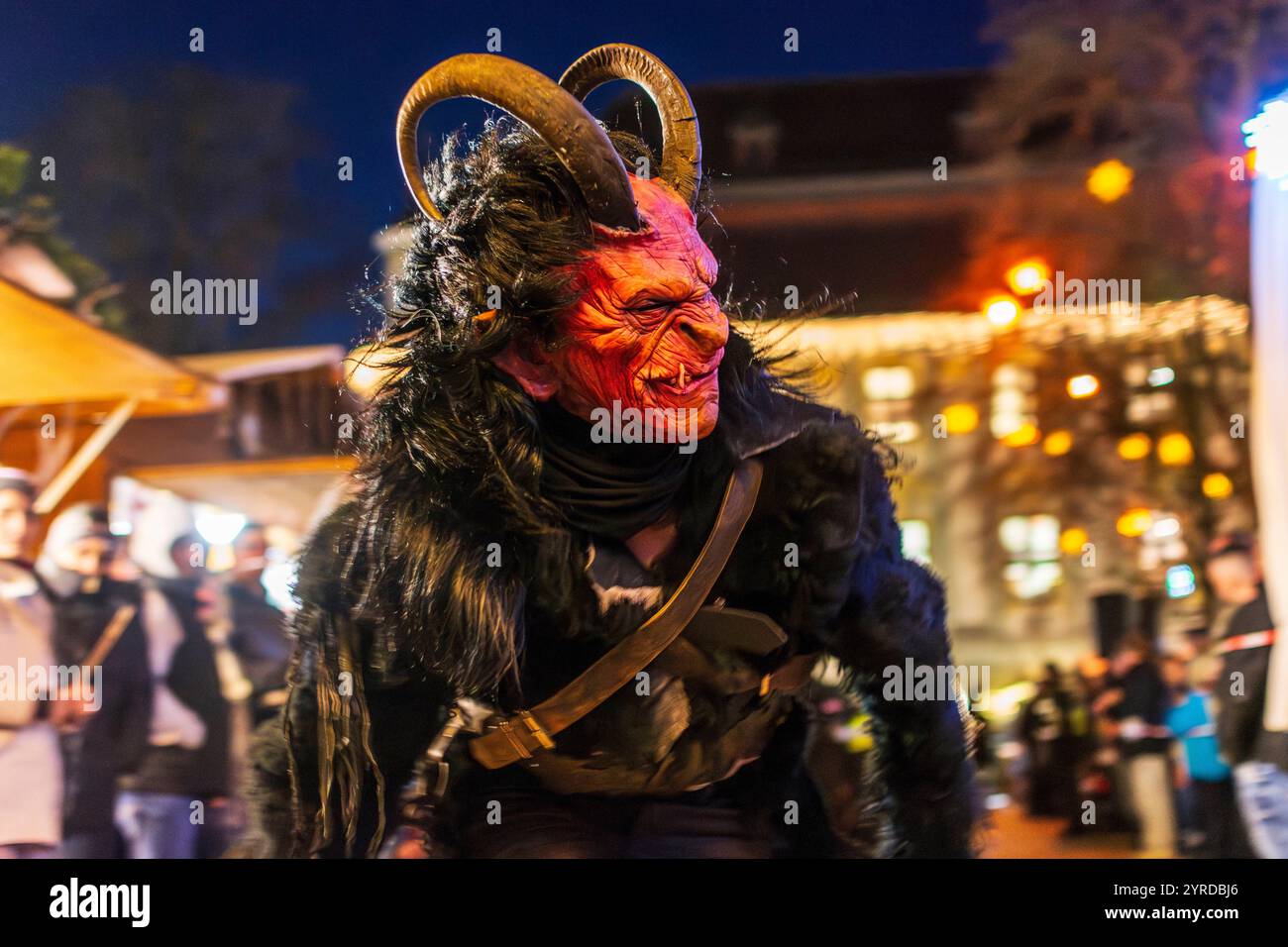 Percht at Perchtenlauf Krampuslauf, Krampus run, mask procession ...
