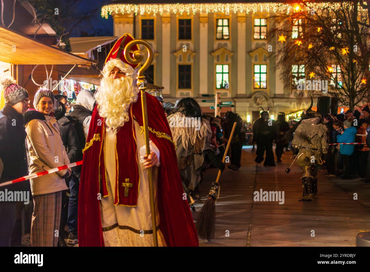 Saint Nicholas, Percht at Perchtenlauf Krampuslauf, Krampus run, mask ...