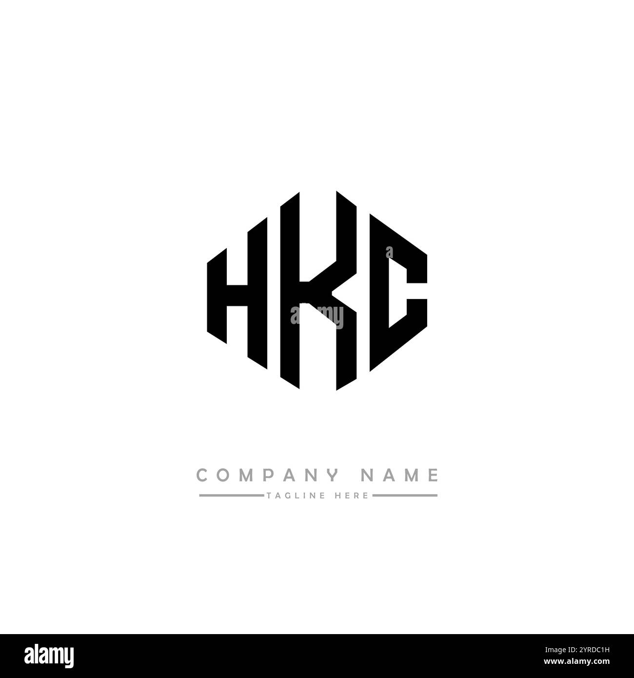 HKC letter logo design with polygon shape. HKC polygon and cube shape ...