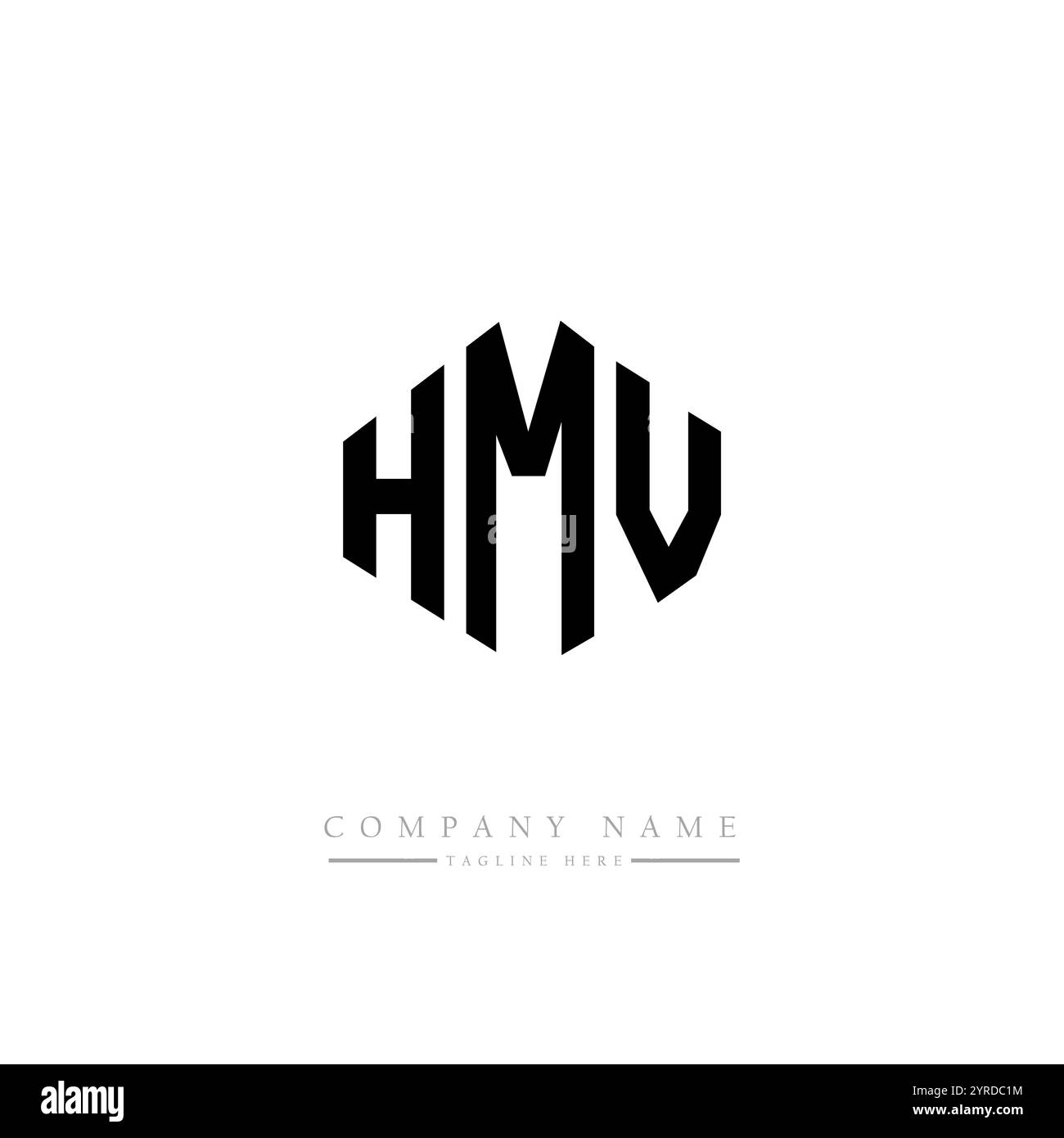 HMV letter logo design with polygon shape. HMV polygon and cube shape ...