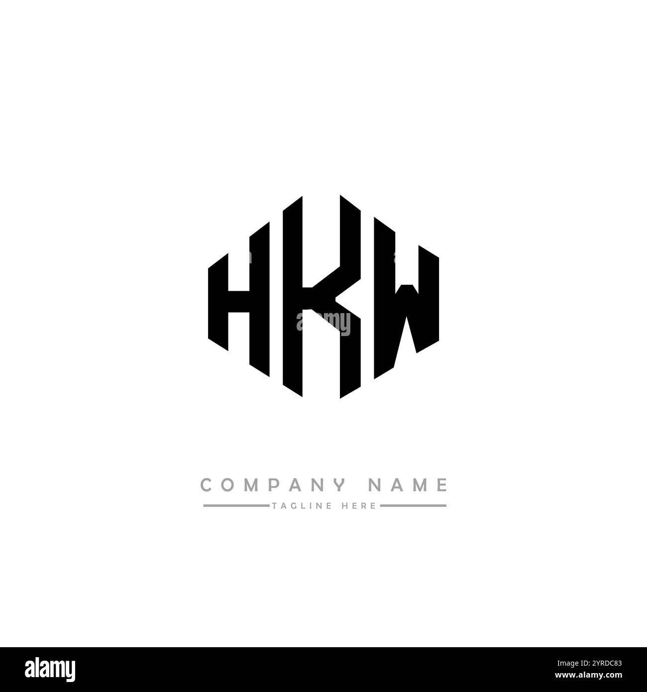 HKW letter logo design with polygon shape. HKW polygon and cube shape ...