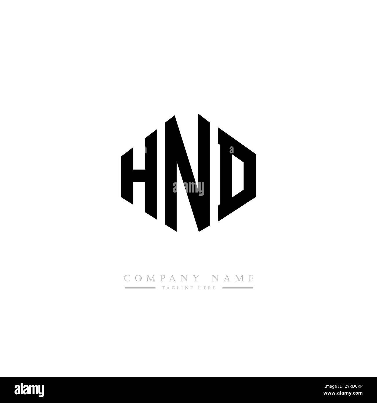 HND letter logo design with polygon shape. HND polygon and cube shape ...