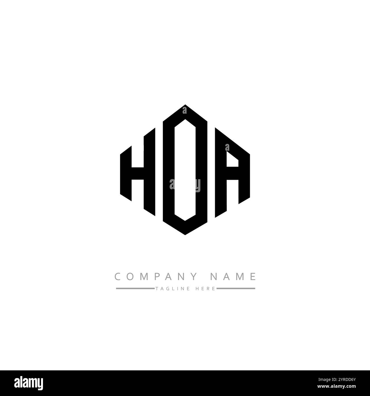 HOA letter logo design with polygon shape. HOA polygon and cube shape ...