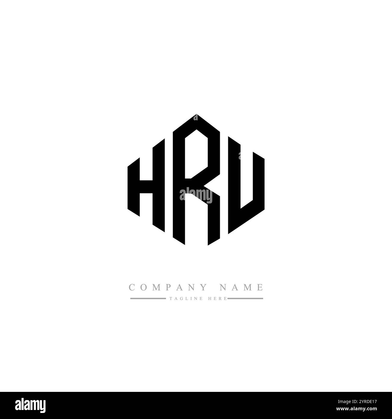 HRU letter logo design with polygon shape. HRU polygon and cube shape ...