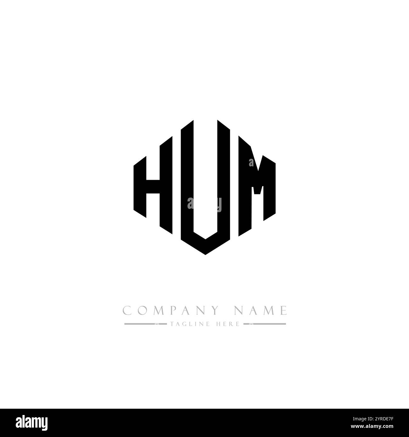 HUM letter logo design with polygon shape. HUM polygon and cube shape ...
