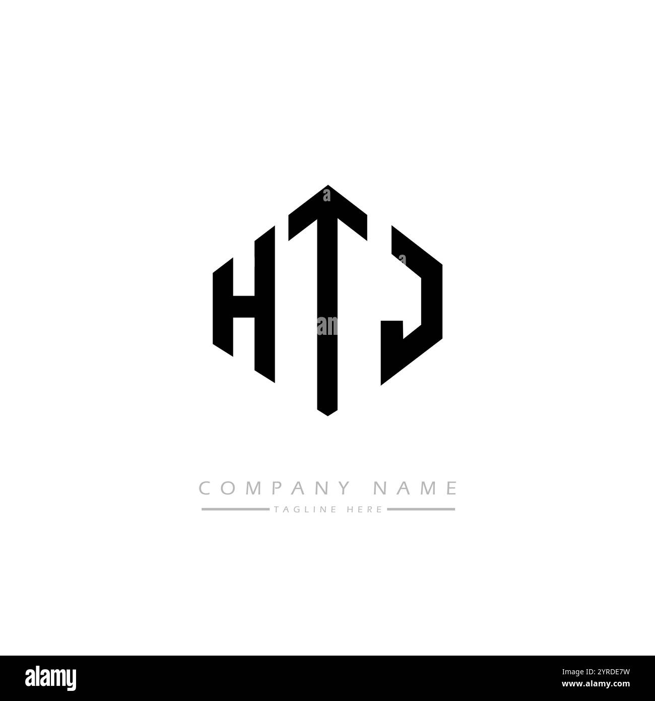 HTJ letter logo design with polygon shape. HTJ polygon and cube shape ...