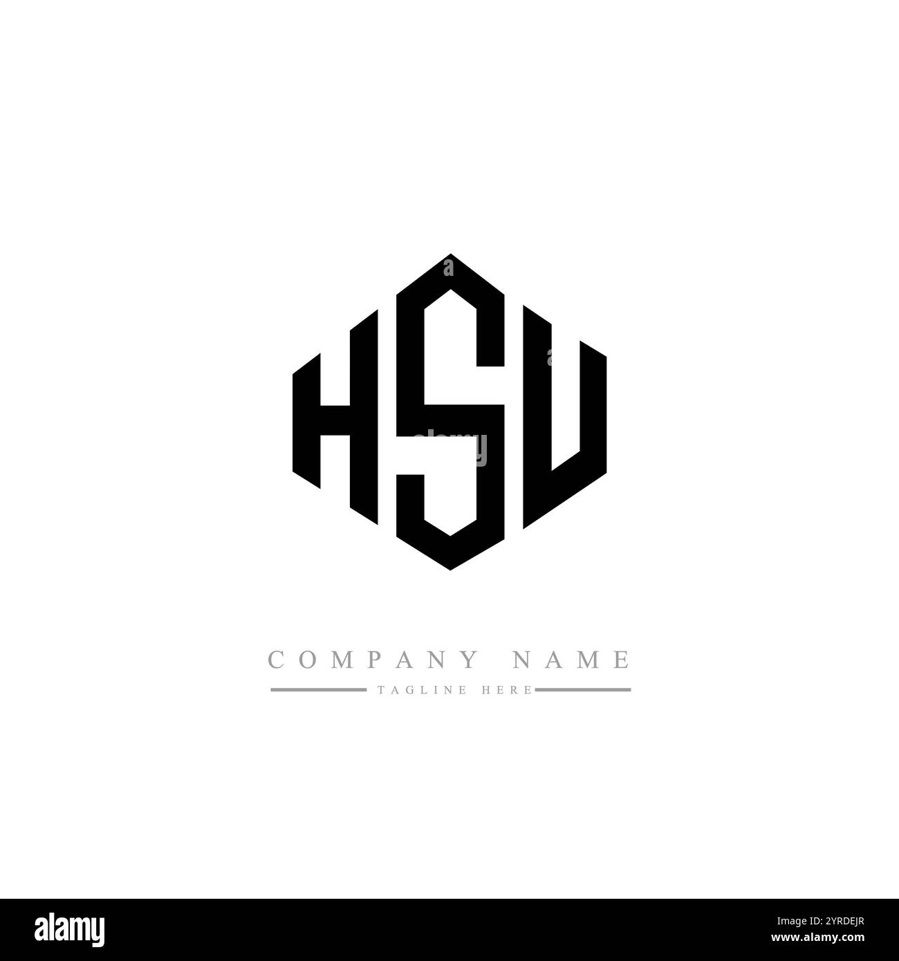 HSU letter logo design with polygon shape. HSU polygon and cube shape ...