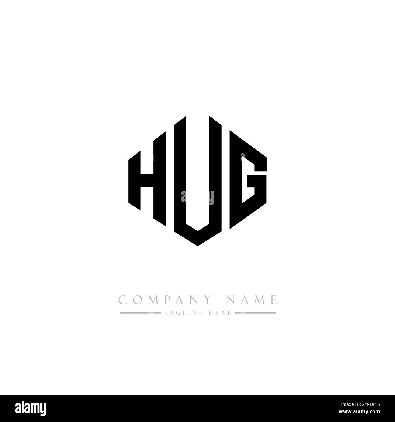 HUG letter logo design with polygon shape. HUG polygon and cube shape logo design. HUG hexagon ...