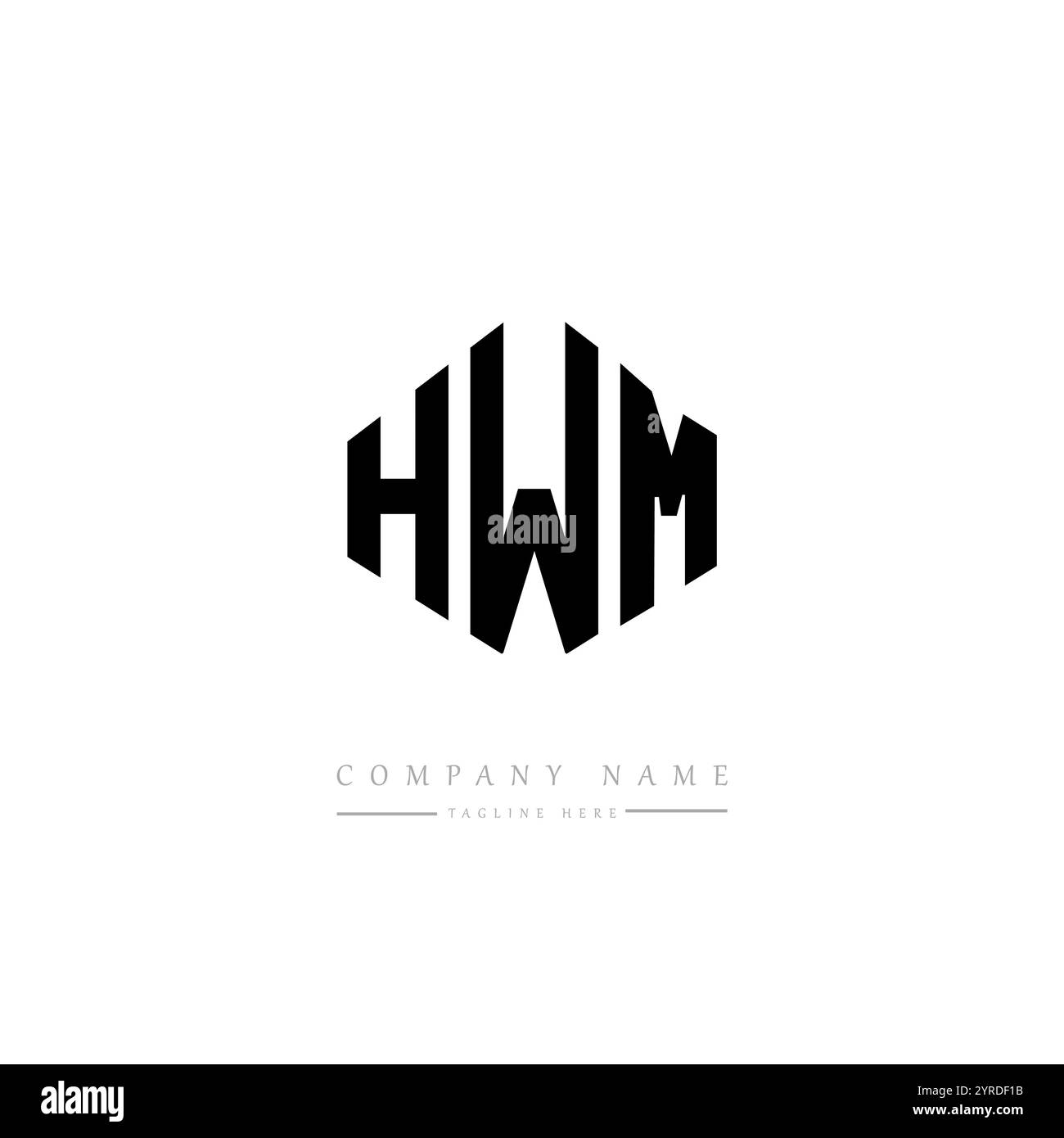HWM letter logo design with polygon shape. HWM polygon and cube shape ...