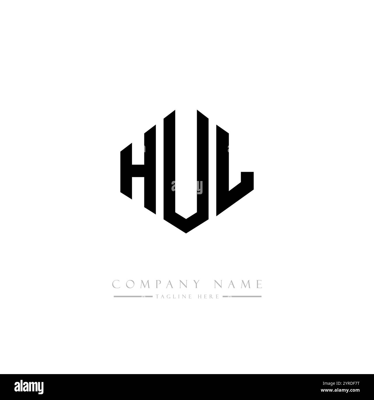 HUL letter logo design with polygon shape. HUL polygon and cube shape ...