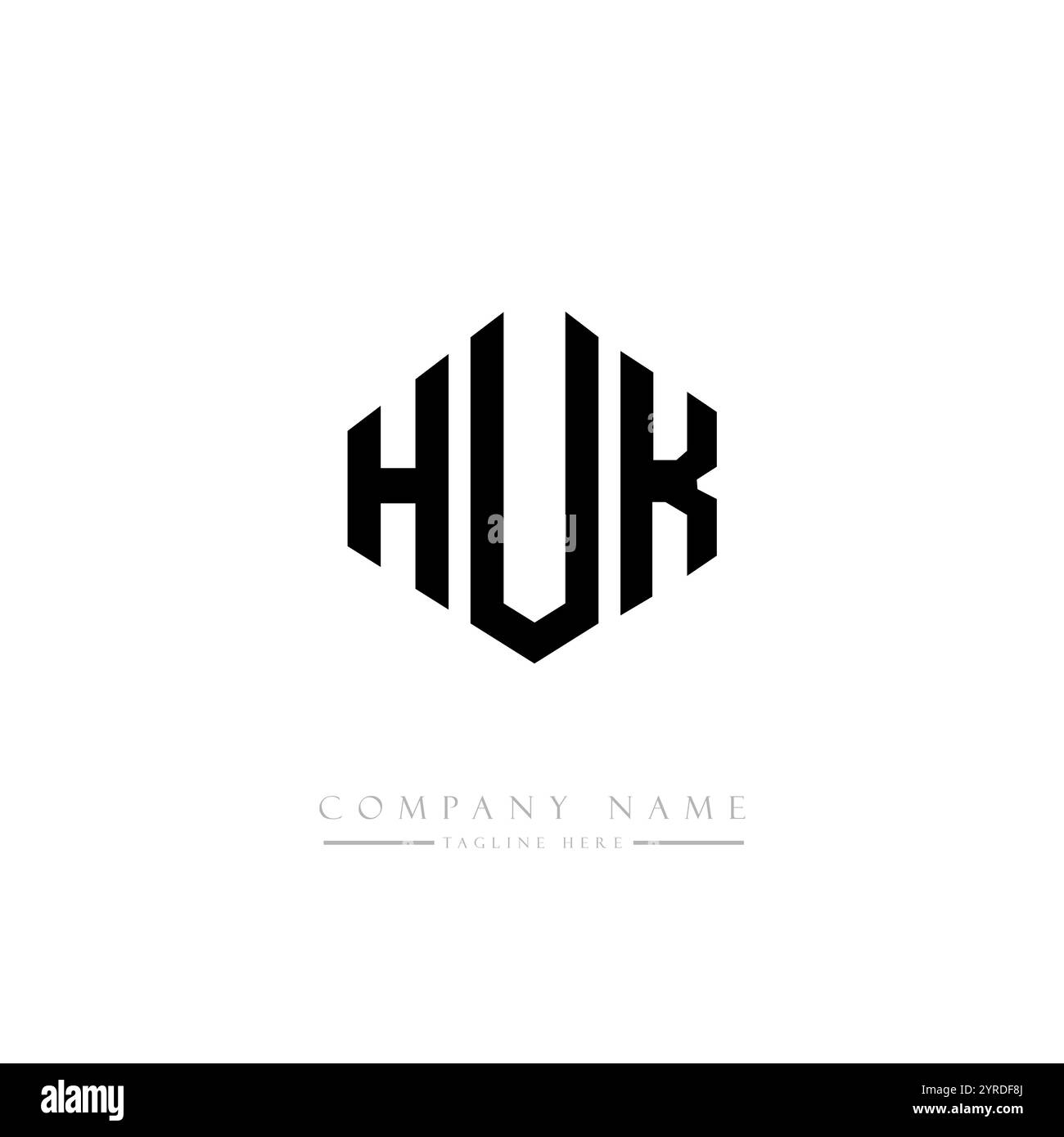 HUK letter logo design with polygon shape. HUK polygon and cube shape ...